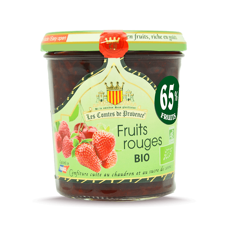 Confiture de Fruits Rouges (fraises, cerises, framboises) BIO