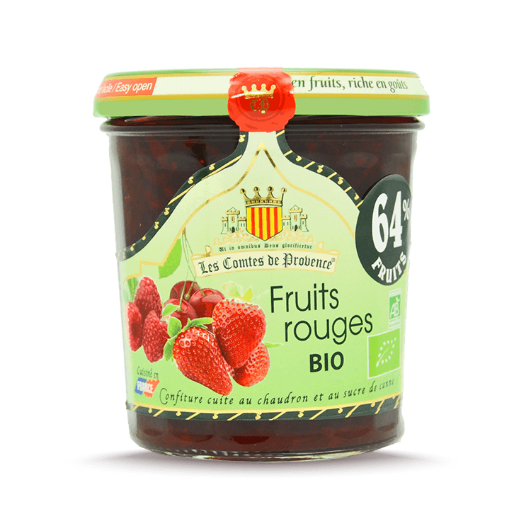 Confiture de Fruits Rouges (fraises, cerises, framboises) BIO